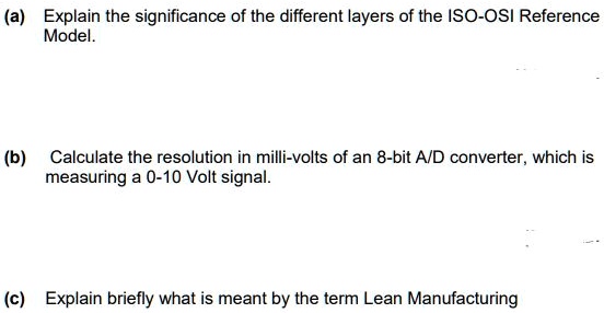 (a) Explain the significance of the different layers of the ISO-OSI ...