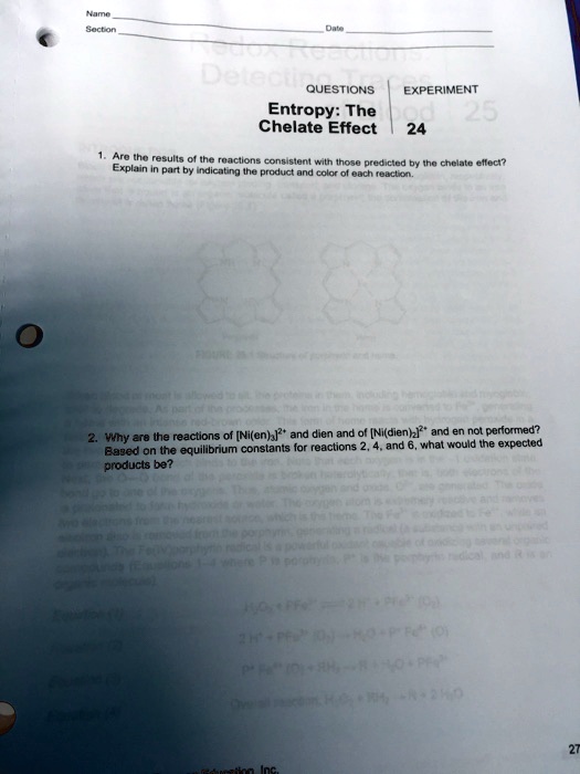 Name Section Date Detecting T QUESTIONS EXPERIMENT 24 25 Entropy: The ...