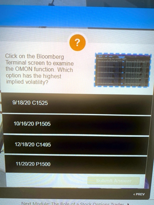 Click on the Bloomberg Terminal screen to examine the OMON function ...