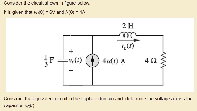SOLVED: URGENT Consider the circuit shown in the figure below. It is given that Vc(0) = 6V and I ...