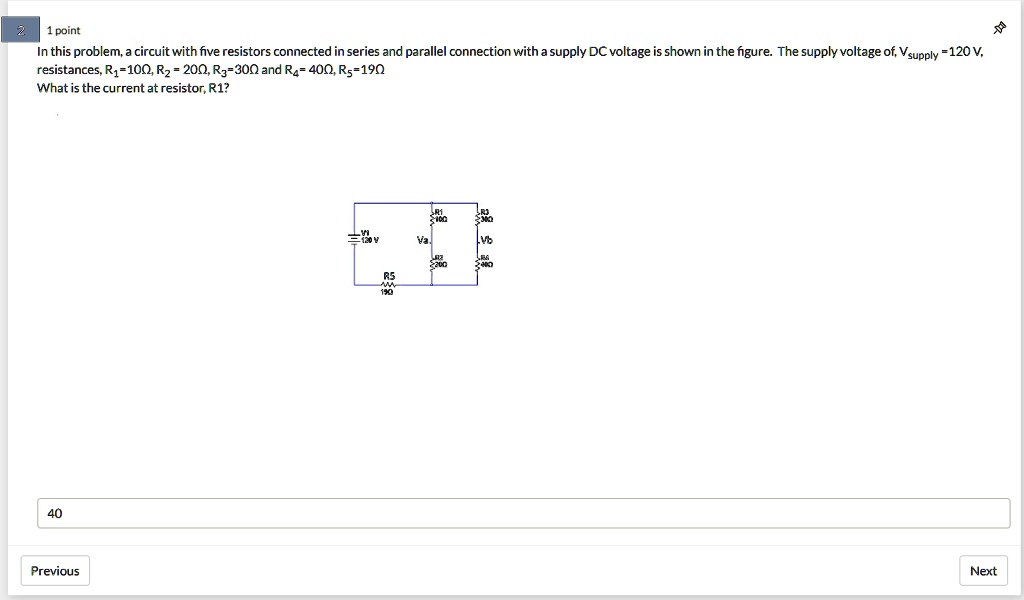 SOLVED: Text: 1 point In this problem, a circuit with five resistors connected in series and ...