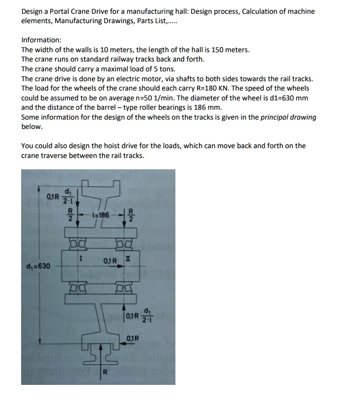 SOLVED: Design a Portal Crane Drive for a manufacturing hall: Design ...