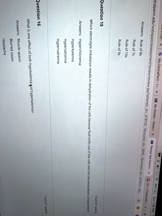 question 16 question 15 headache blurred vision answers muscle spasm ...