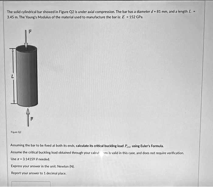 SOLVED: The solid cylindrical bar showed in Figure Q2 is under axial ...