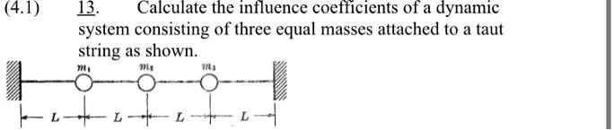 SOLVED: Calculate the influence coefficients of a dynamic system consisting of three equal ...