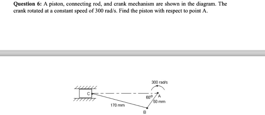 SOLVED: Question 6: A piston, connecting rod, and crank mechanism are ...