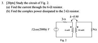 SOLVED: Circuit 2: Study the circuit of Fig. 2. (a) Find the current ...