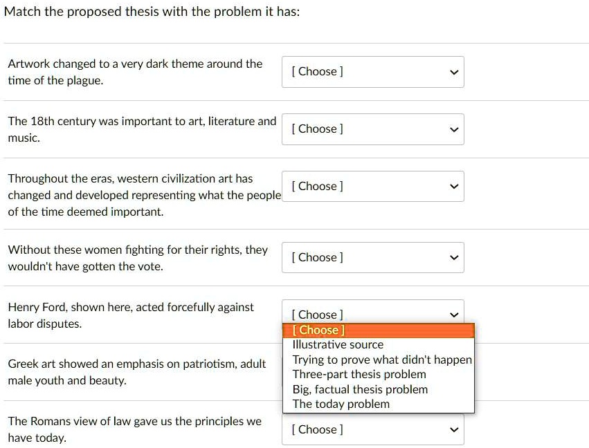 Match the proposed thesis with the problem it has: Artwork changed to a ...