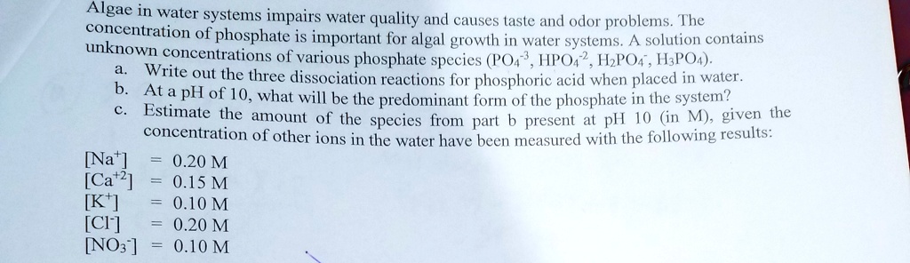 algae in water systems impairs water quality and causes taste and odor ...