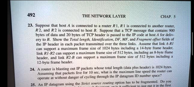 Solved Supposed A Host A Is Connected To A Routher R1 492 The Network Layer Chap 23 Suppose