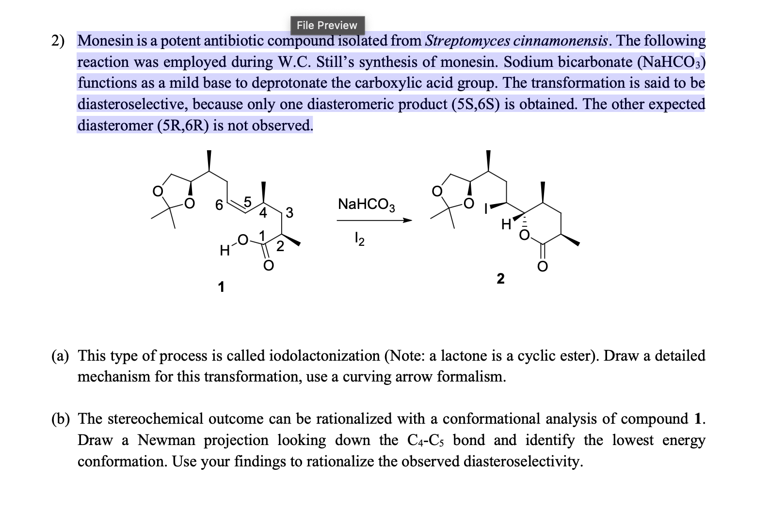 File Preview 2) Monesin is a potent antibiotic compound isolated from ...
