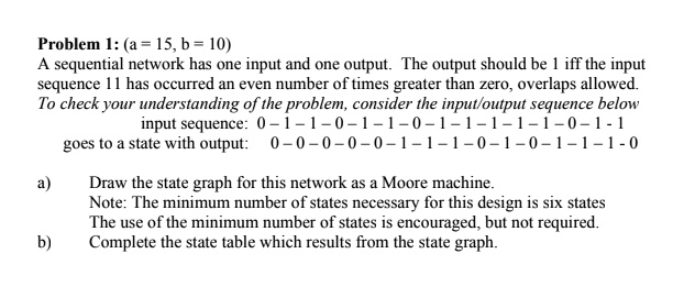 Solved A Sequential Network Has One Input And One Output The Output Should Be 1 Iff The Input 8680