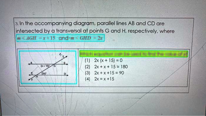 Solved 3 In The Accompanying Diagram Parallel Lines Ab And Cd Are