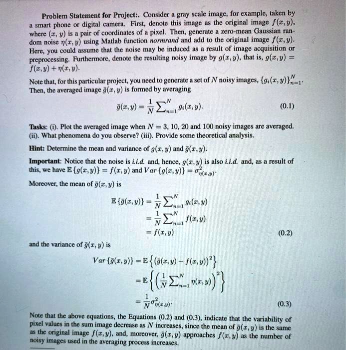 SOLVED:Problem Statement for Project:. Consider & gray scale image ...