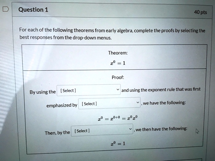 SOLVED: Question 1 40pts For each of the following theorems from early ... SOLVED: Question 1 40pts For each of the following theorems from early ...