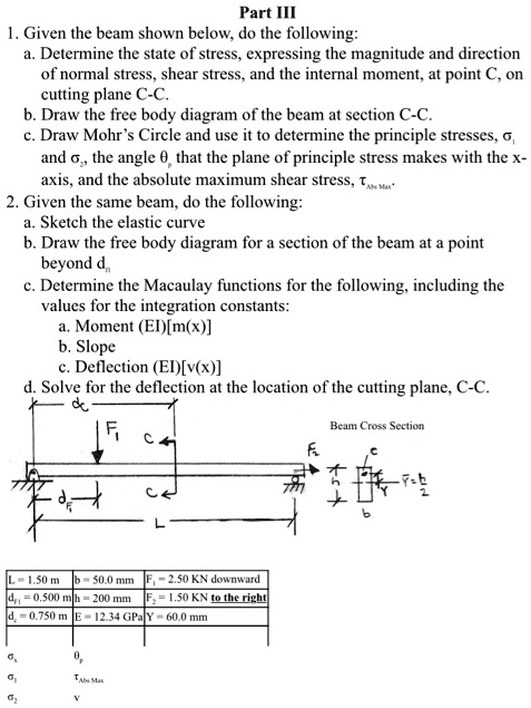 Part Iii 1 Given The Beam Shown Below Do The Following Adetermine The