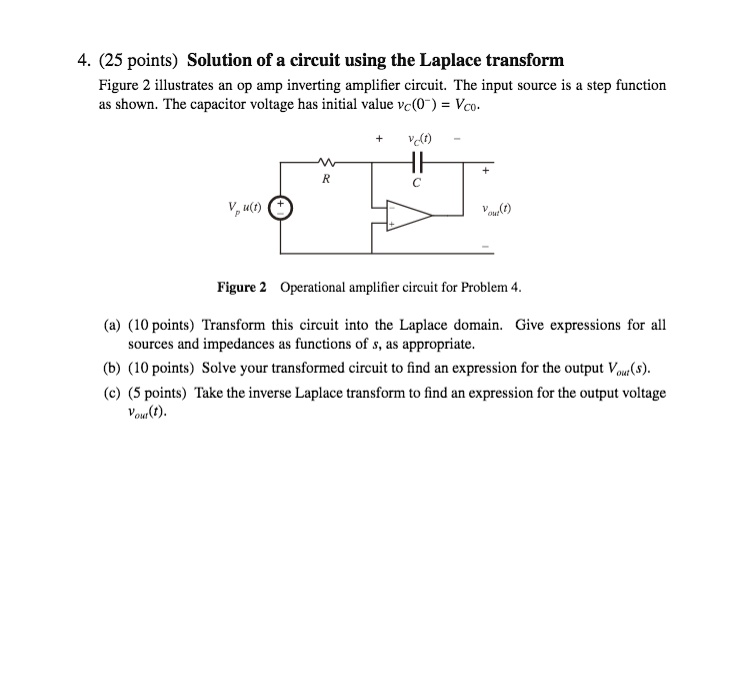 Solved Opamp Laplace Please Dont Copy From Other Answers Thumbs Up If Rigth 4 25 Points 
