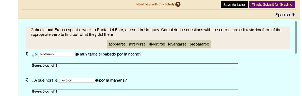 Need help with this activity ? Save for Later Finish: Submit for ...