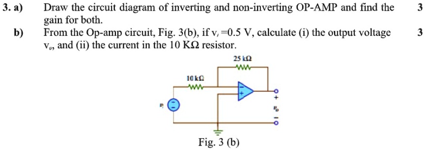 3. a) Draw the circuit diagram of inverting and non-inverting OP-AMP ...