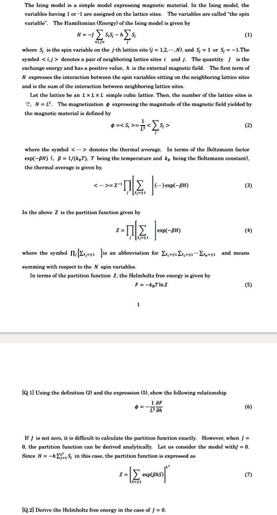 advance thermodynamics the ising model is a simple model expressing magnetic material in the ...