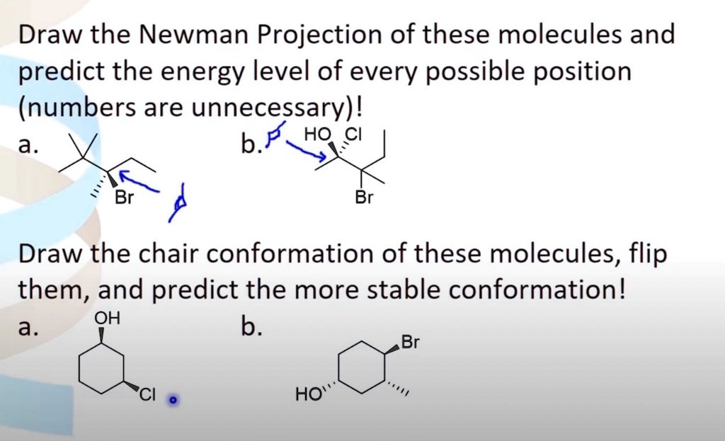 Draw the Newman Projection of these molecules and predict the energy ...