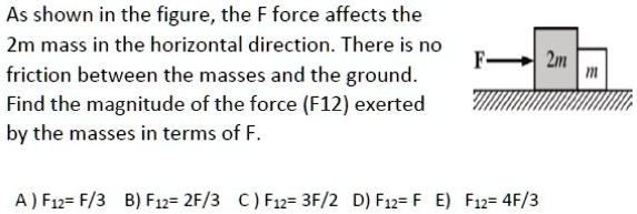 SOLVED: As shown in the figure, the F force affects the Zm mass in the ...