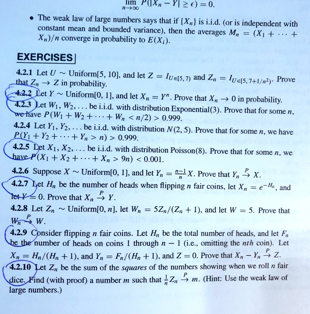 mm fxn yiz 0 00 the weak law of large numbers says that if xn is iid or ...