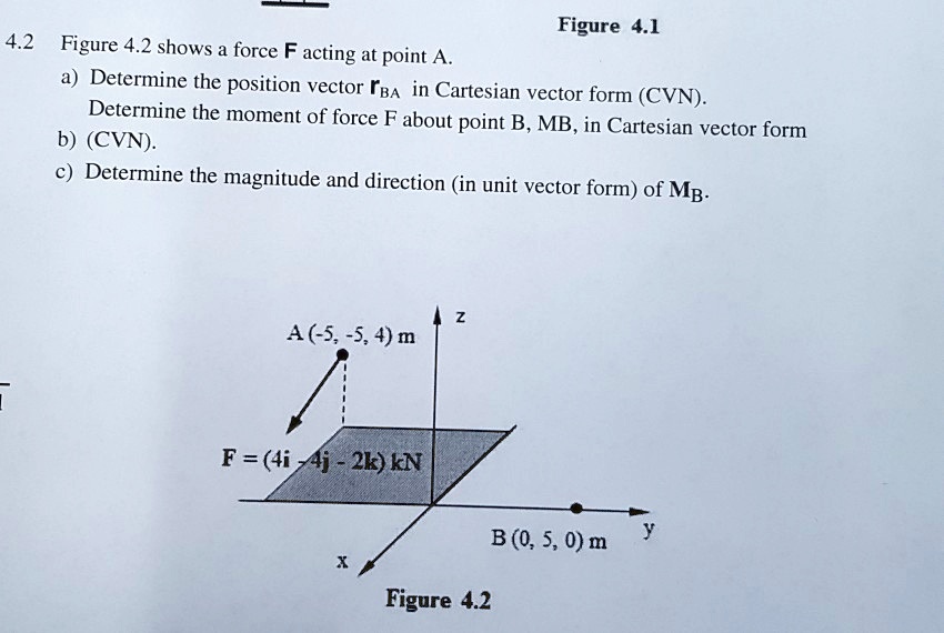 SOLVED: Figure 4.2 Figure 4.2 shows a force F acting at point A. a ...