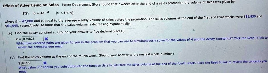 SOLVED: Effect of Advertising on Sales Metro Department Store found ...