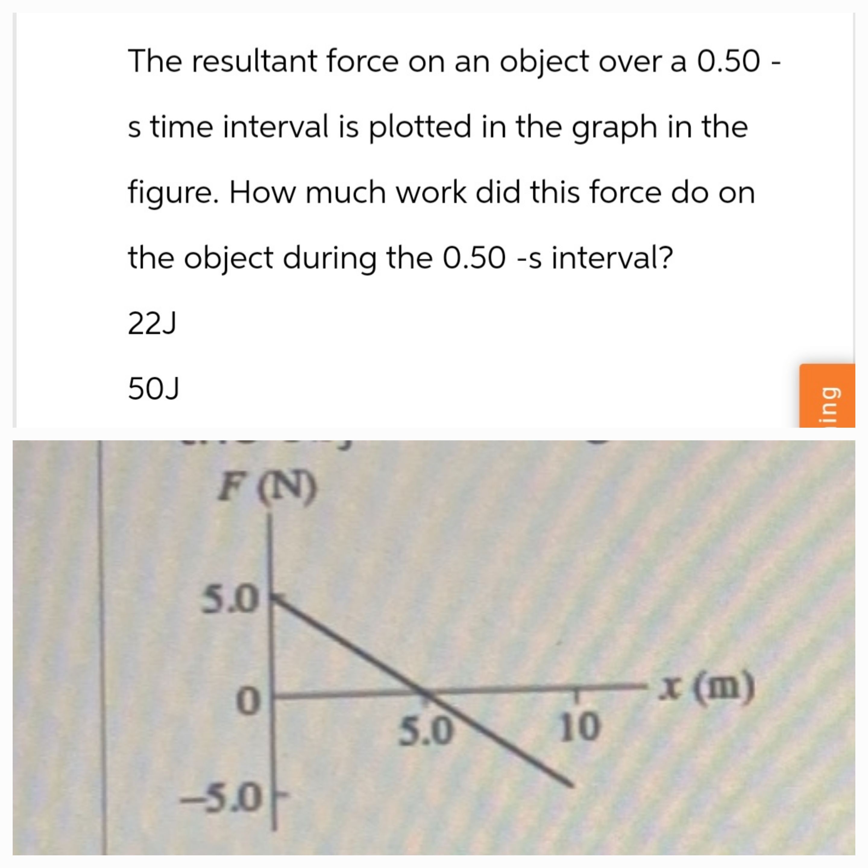 The resultant force on an object over a 0.50 s time interval is plotted ...