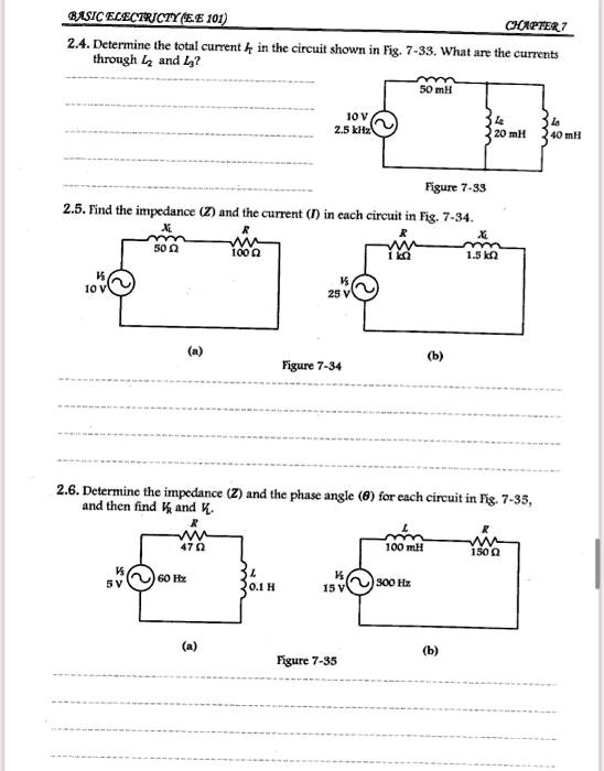 SOLVED: Basic Electricity (E.E 101) Chapter 7 2.4. Determine the total ...
