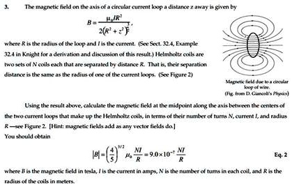 3. The magnetic field on the axis of a circular current loop a distance ...