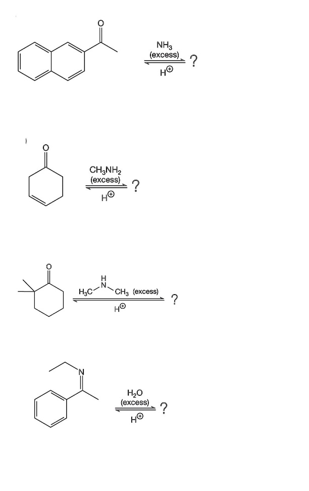 Complete the following reactions: NH3 (excess) CH3NH2 (excess) C2H6 ...