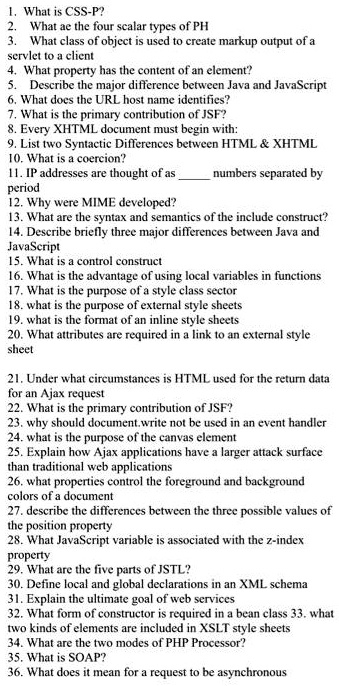 Solved 1 What Is Css P 2 What Are The Four Scalar Types Of Php 3 What Class Of Object Is