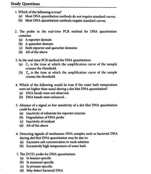 SOLVED: Study Questions Which of the following truc? Most DNA ...