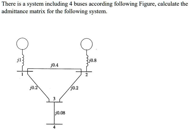SOLVED: There is a system including 4 buses according following Figure, calculate the admittance ...