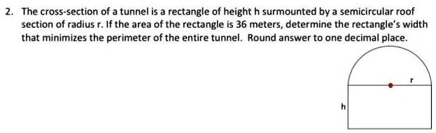 the cross section of a tunnel is a rectangle of height h surmounted by ...