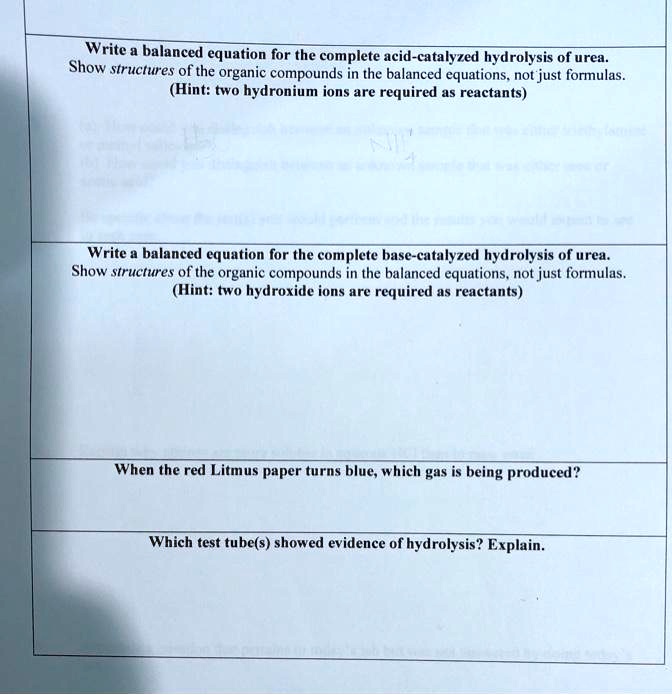 Write a balanced equation for the complete acid-catalyzed hydrolysis of ...