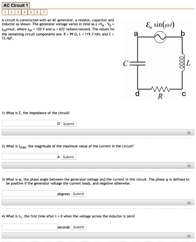 SOLVED: AC Circuit 12 A circuit is constructed with an AC generator, resistor, capacitor and ...