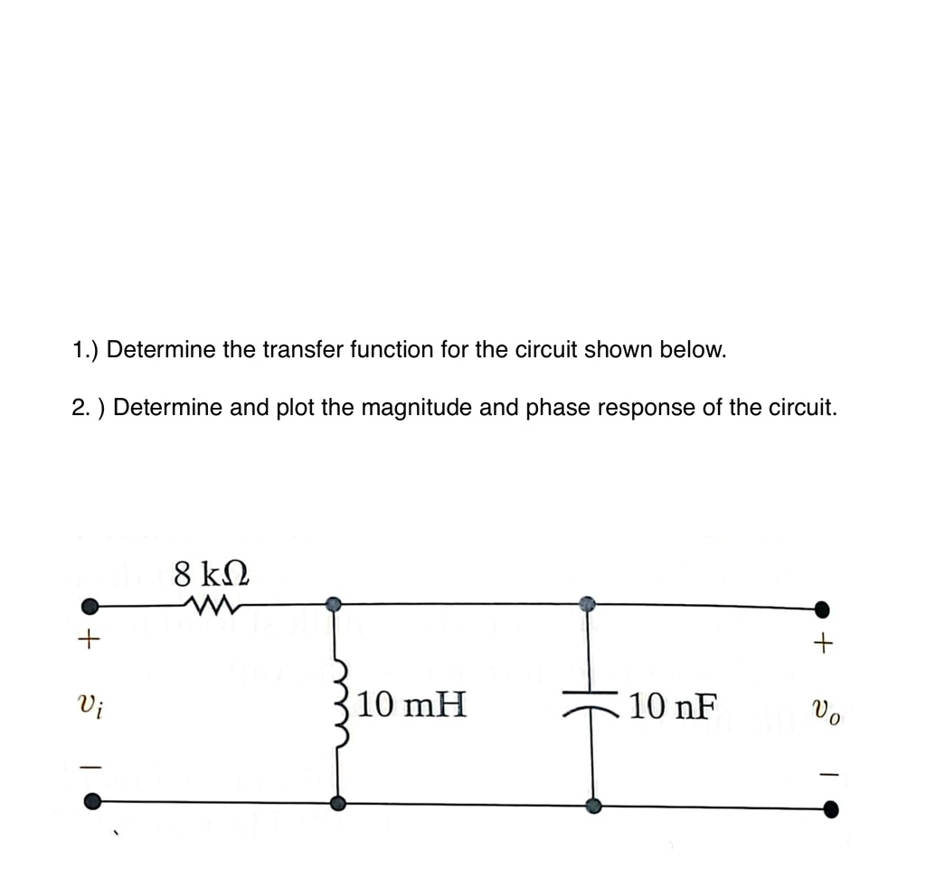 SOLVED: 1.) Determine the transfer function for the circuit shown below ...