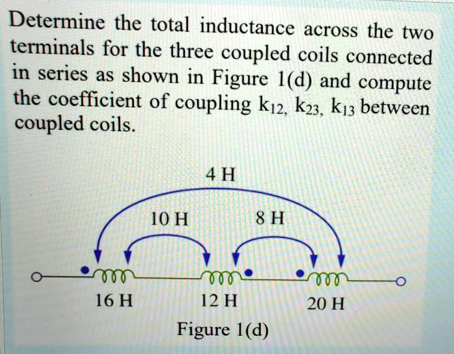 Determine the total inductance across the two terminals for the three ...