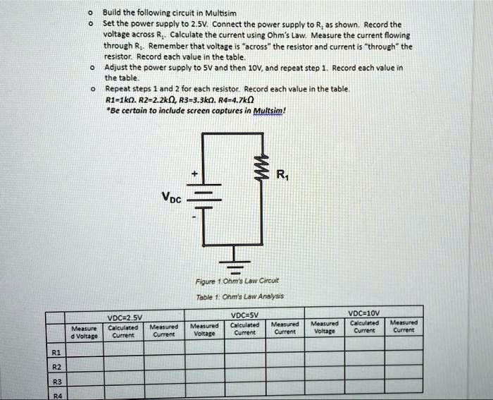 SOLVED: Build the following circuit In Multisim Set the power supply to 2.5V: Connect thc pomer ...
