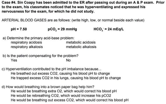 SOLVED: Case #4. Sin Coapy has been admitted to the ER after passing ...