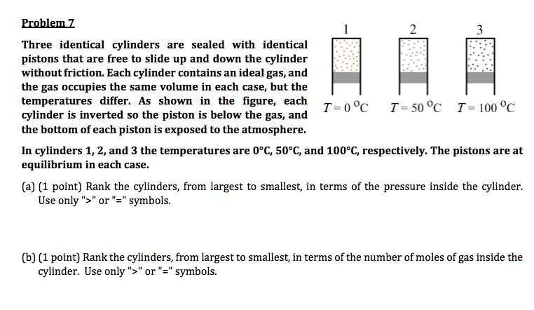 SOLVED: Three identical cylinders are sealed with identical pistons that are free to slide up ...