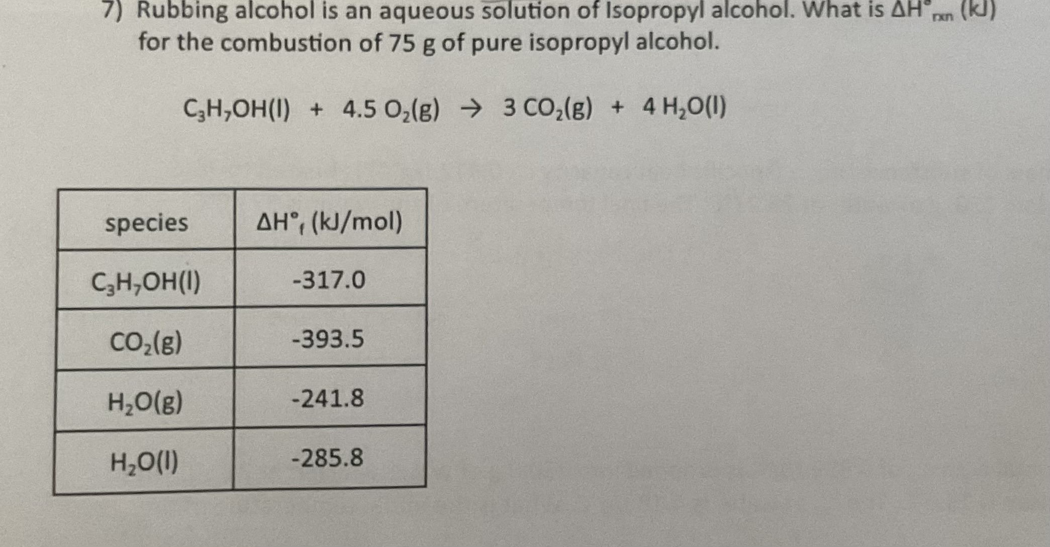 7) Rubbing alcohol is an aqueous solution of Isopropyl alcohol. What is ...