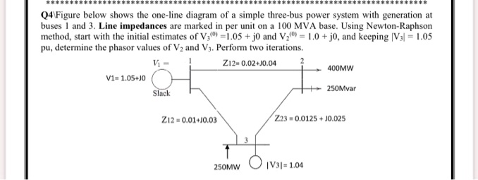 Q4below shows the one-line diagram of a simple three-bus power system with generation at buses 1 ...
