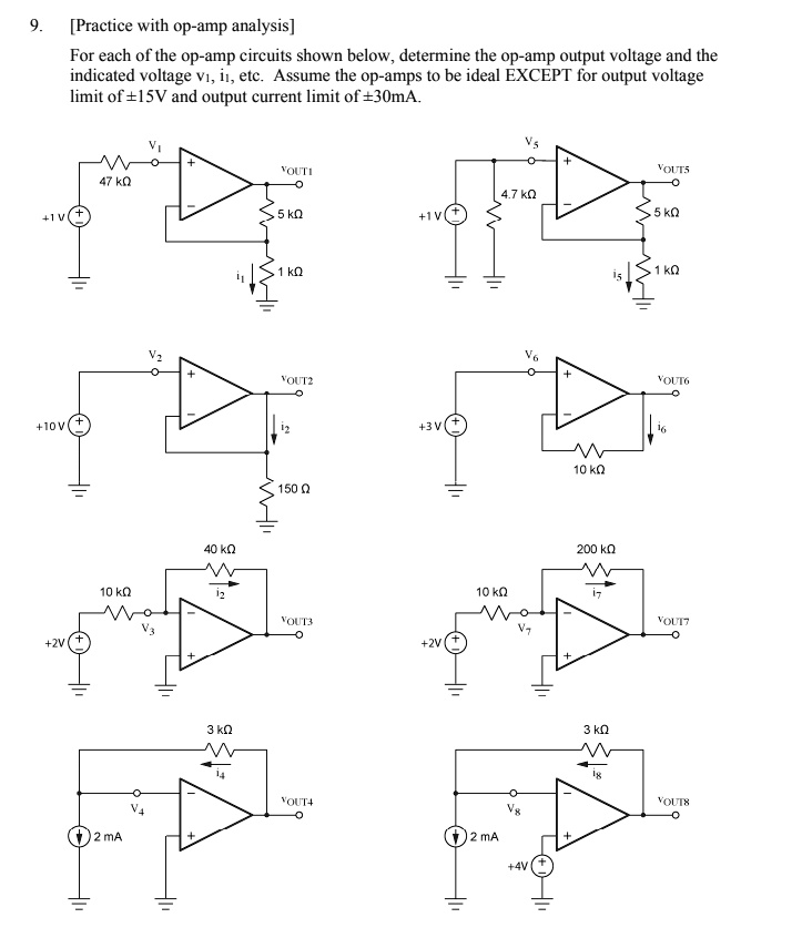 SOLVED: [Practice with op-amp analysis] For each of the op-amp circuits shown below, determine ...