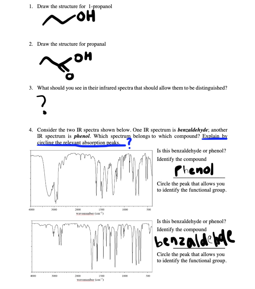 draw the structure for 1 propanol draw the structure for propanal 0 ...
