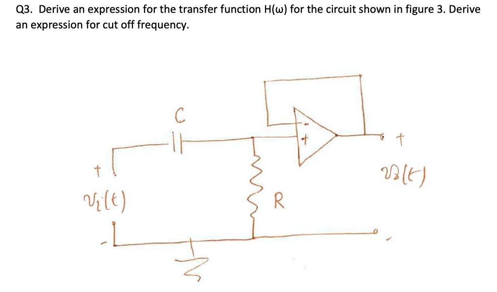 SOLVED: Q3. Derive an expression for the transfer function H(w) for the circuit shown in figure ...