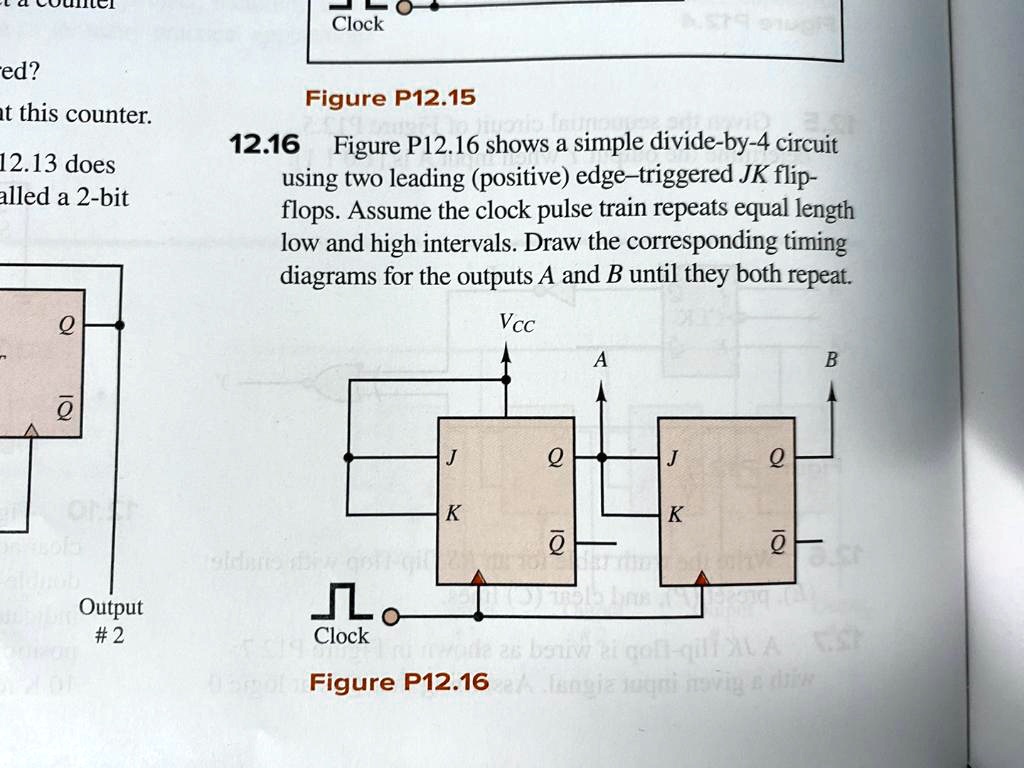 SOLVED: LO Clock Figure P12.15 12.16 Figure P12.16 shows a simple divide-by-4 circuit using two ...